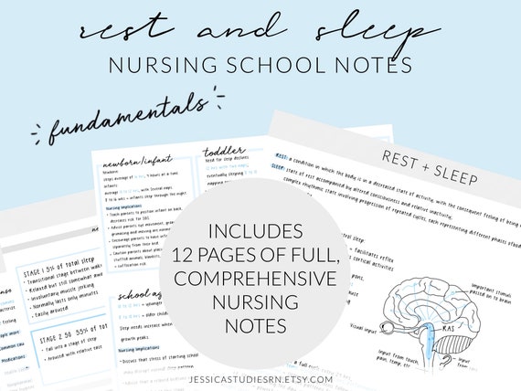 REST SLEEP Notes Pack Fundamentals Nursing School Notes - Etsy