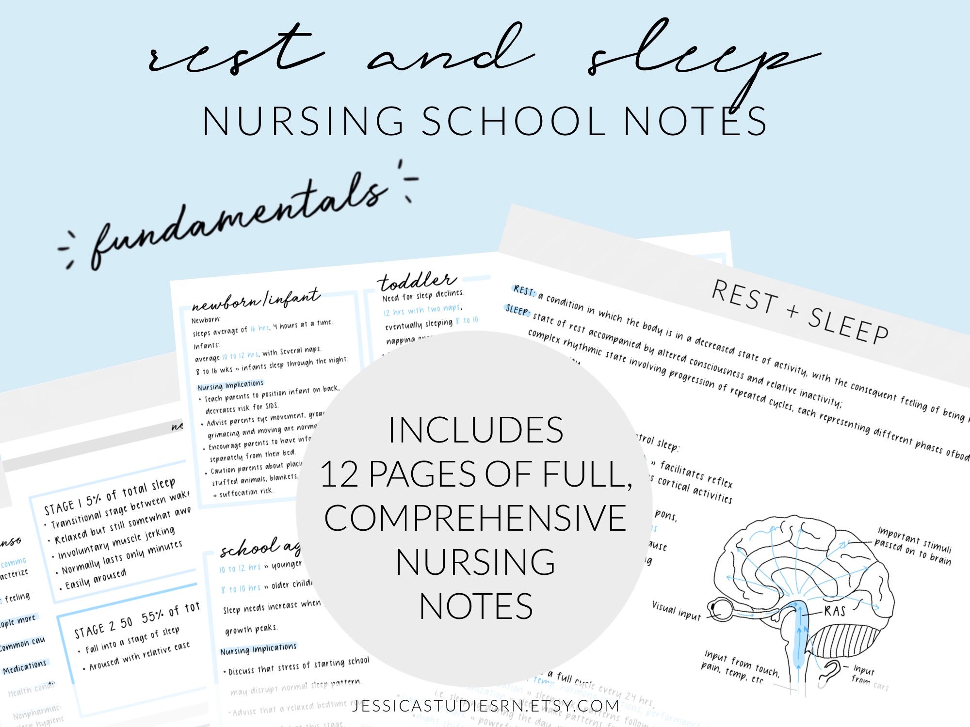 REST + SLEEP Notes Pack | Fundamentals | Nursing School Notes | Digital ...