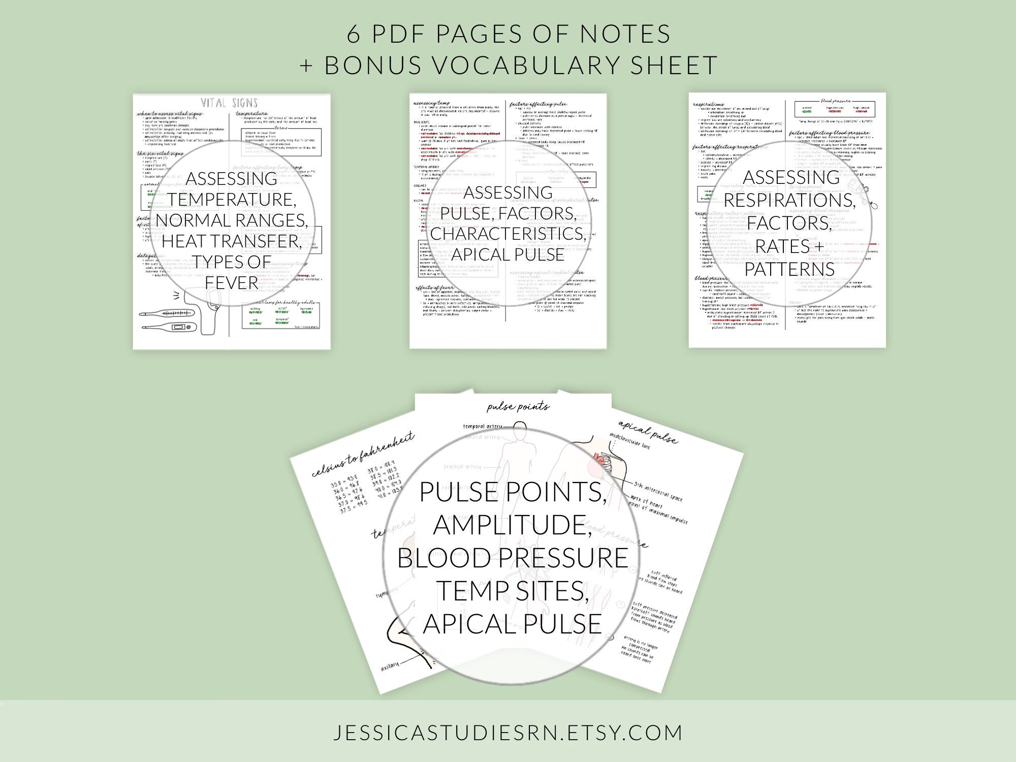 VITAL SIGNS Note Pack | Fundamentals | Nursing School Notes | Digital ...