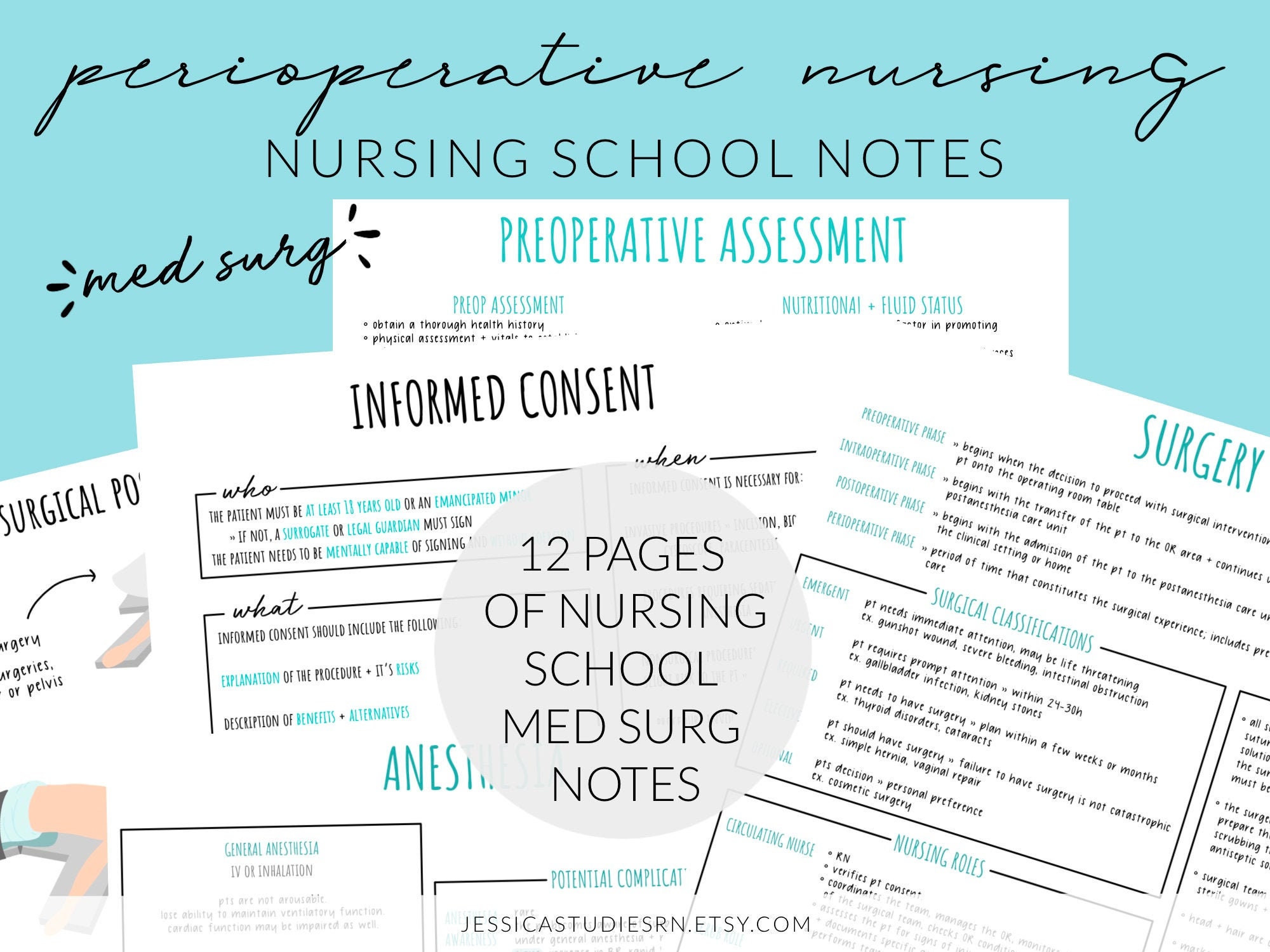 PERIOPERATIVE NURSING Note Pack | Med Surg | Nursing School Notes ...