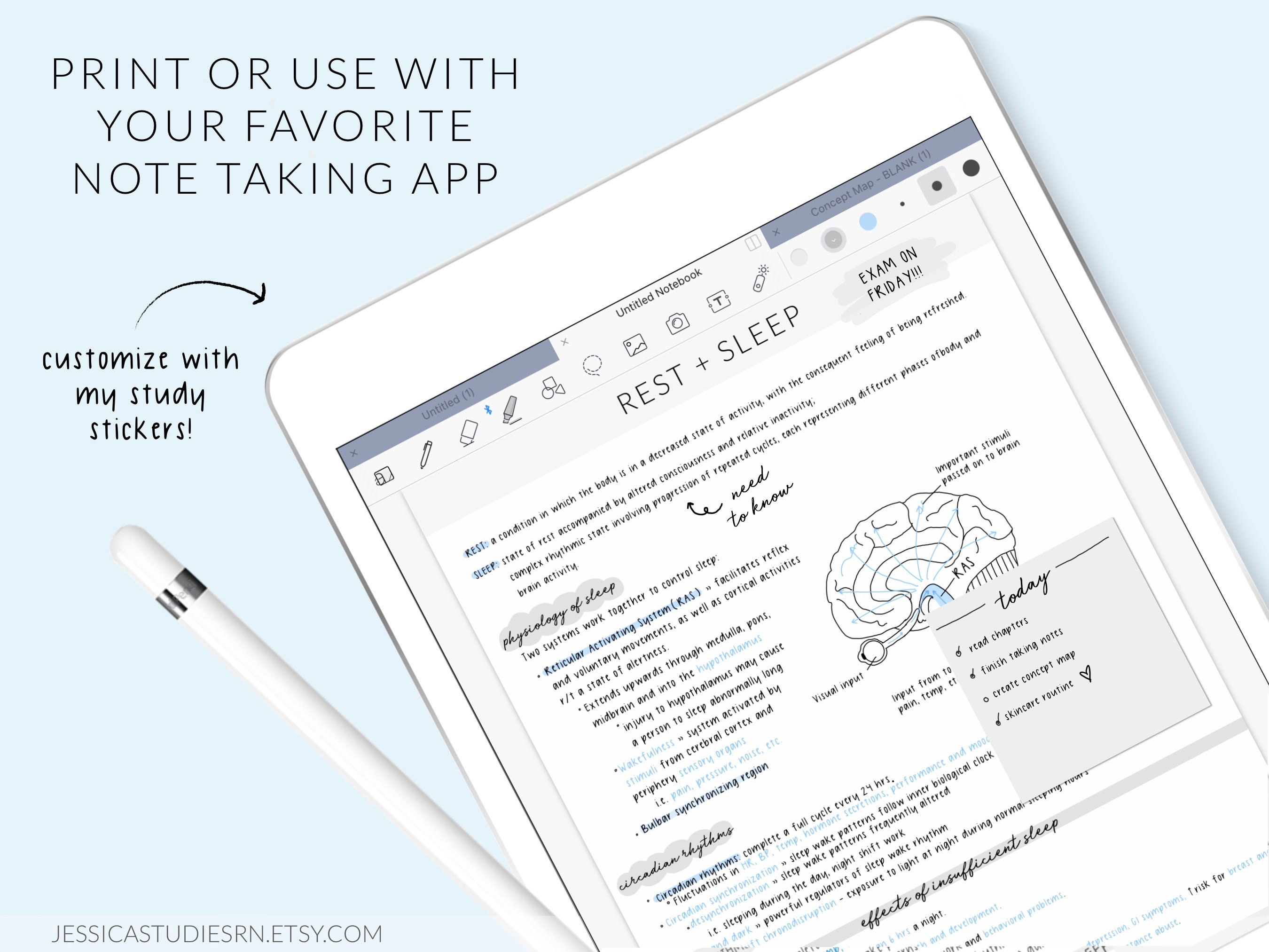 REST + SLEEP Notes Pack | Fundamentals | Nursing School Notes | Digital ...