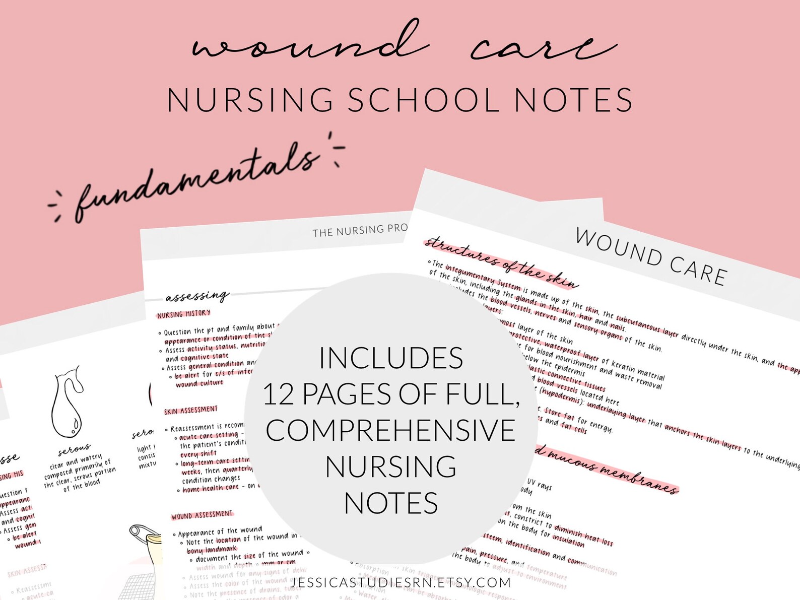 WOUND CARE Note Pack | Fundamentals | Nursing School Notes | Digital ...