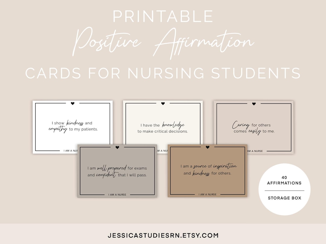 POSITIVE AFFIRMATION CARDS for Nursing School Students [neutrals ...
