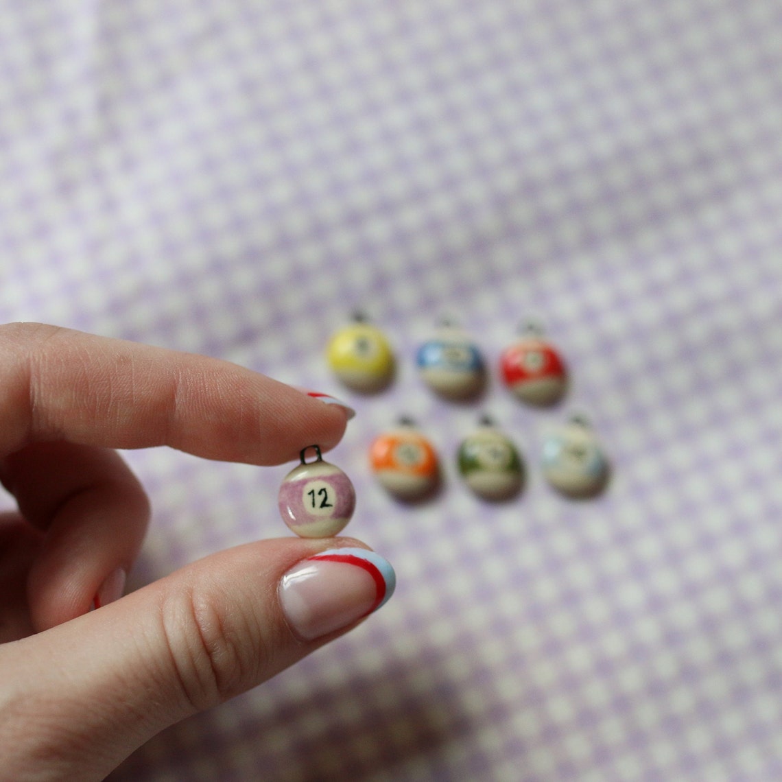 Mini Ceramic Pool Ball Charm - Stripe Pool Ball - Etsy