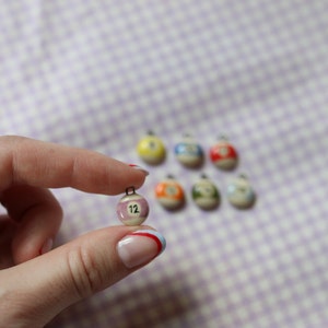 Mini Ceramic Pool Ball Charm - Stripe Pool Ball - Etsy