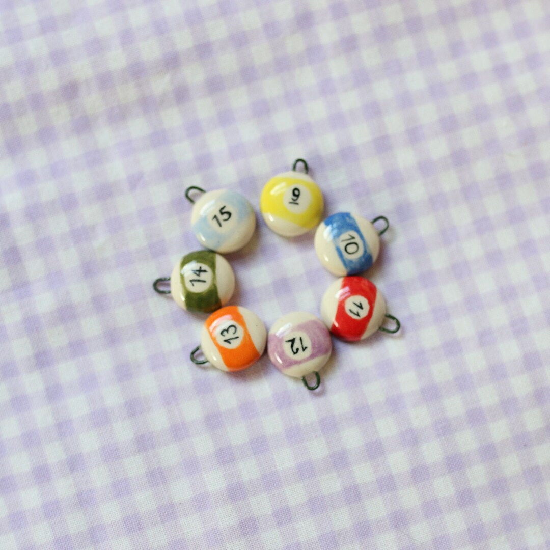 Mini Ceramic Pool Ball Charm - Stripe Pool Ball - Etsy