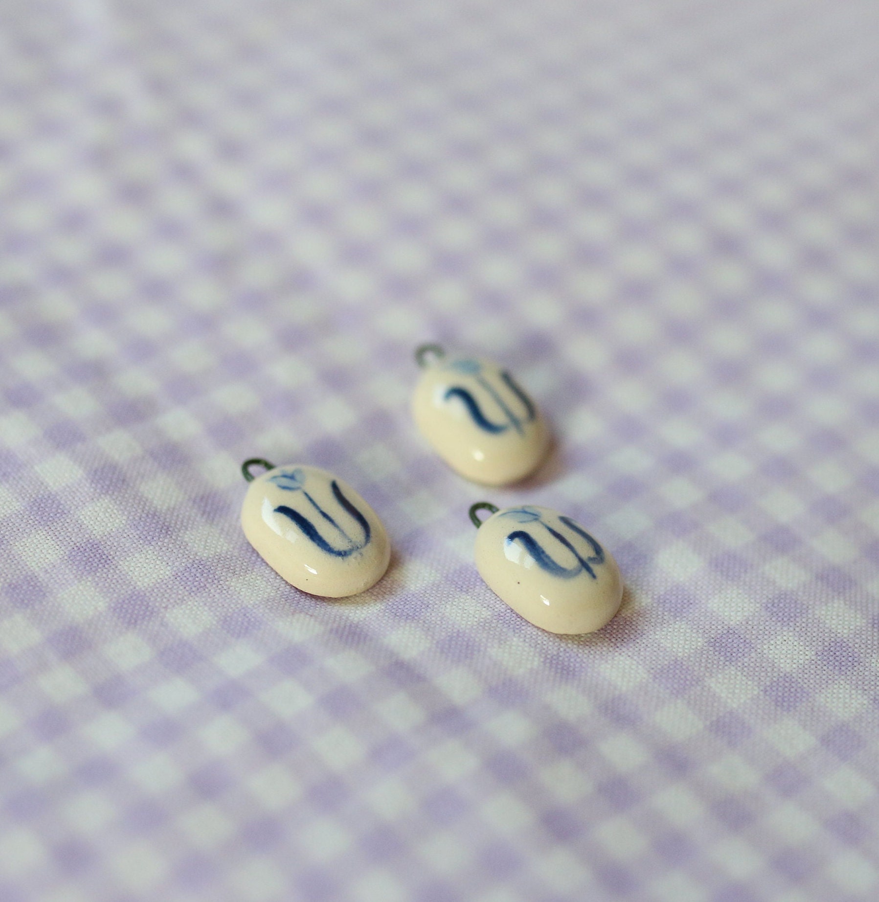 Mini Ceramic Tulip Charm - Blue Flower Charm - Etsy