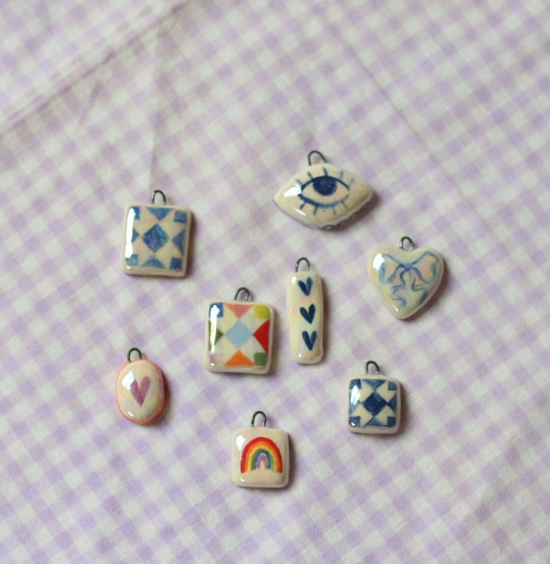 Pearlescent Ceramic Charm Rainbow Finish - Etsy