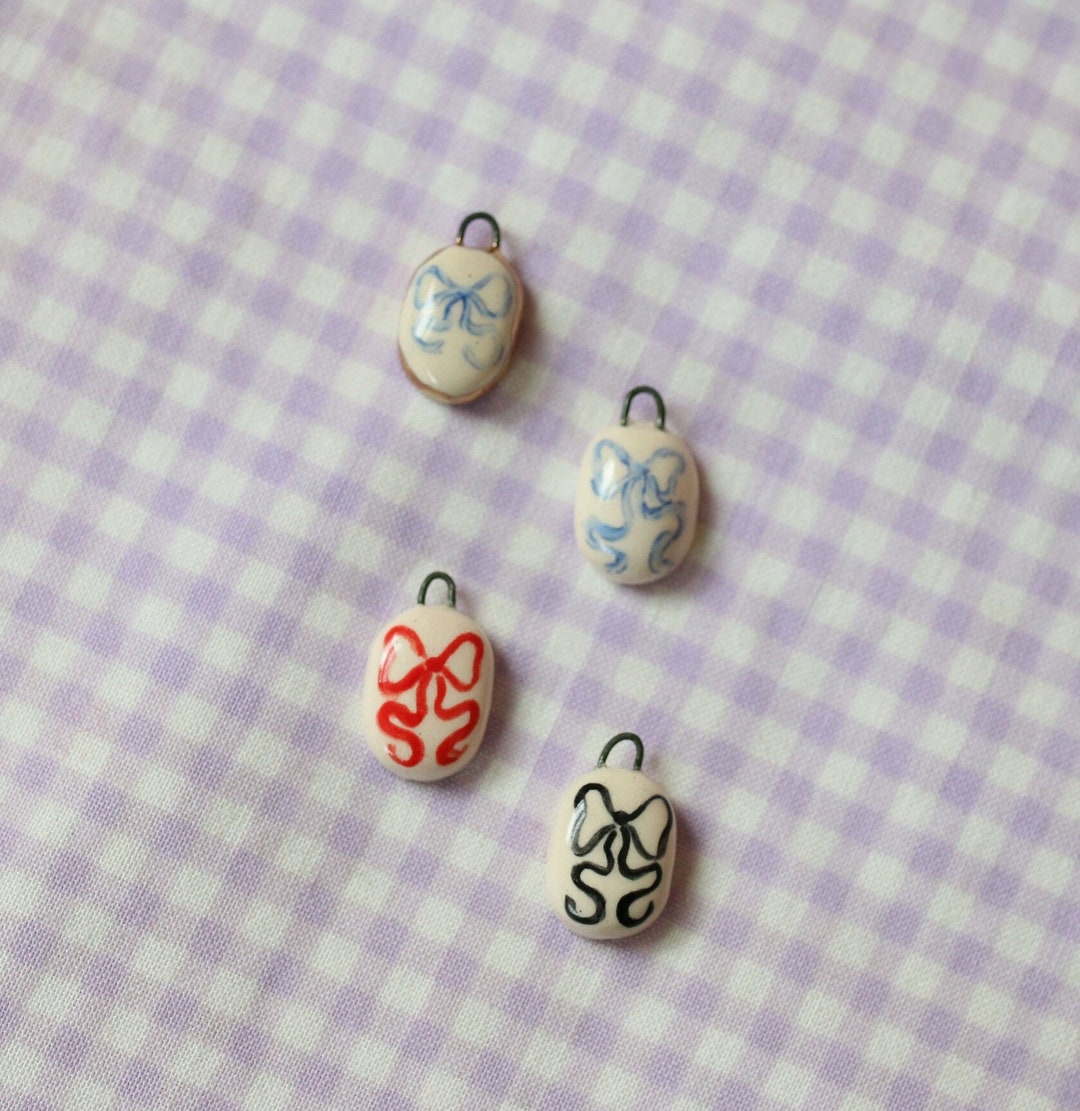 Mini Ceramic Bow Charm Blue Bow Red Bow Black Bow - Etsy