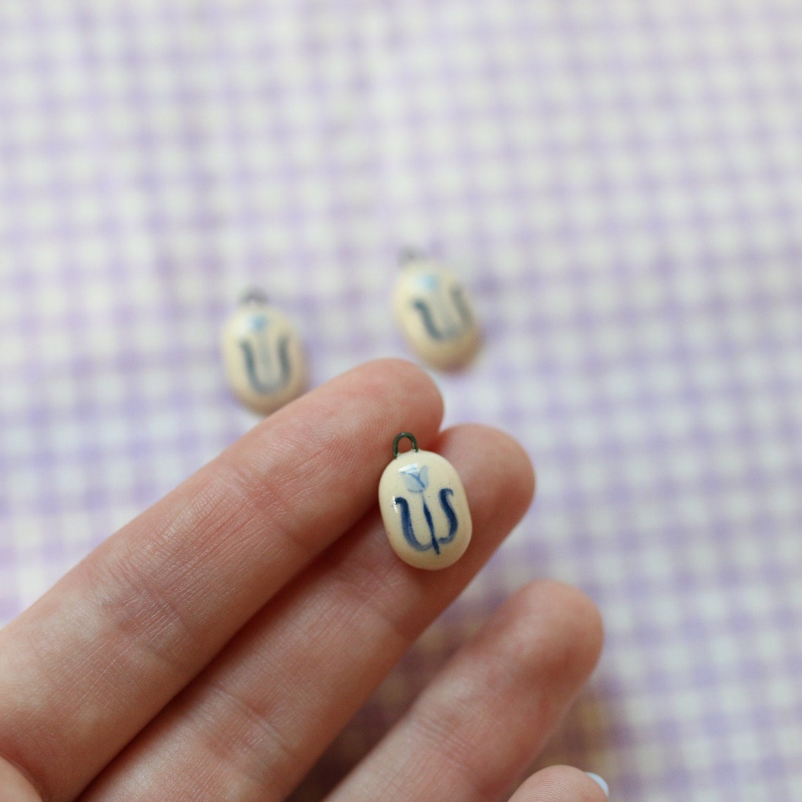 Mini Ceramic Tulip Charm - Blue Flower Charm - Etsy