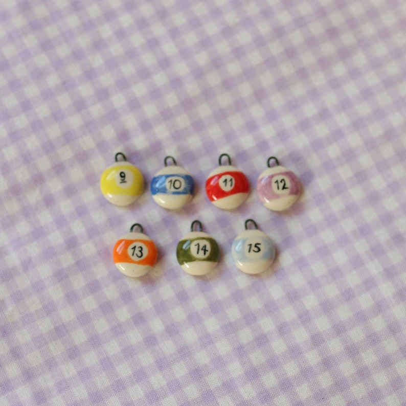Mini Ceramic Pool Ball Charm - Stripe Pool Ball - Etsy
