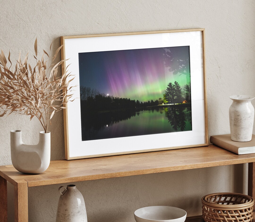 Aurora Borealis Northern Lights in Iowa Wall Art Print, Northern Lights ...