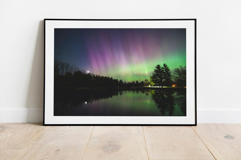 Aurora Borealis Northern Lights in Iowa Wall Art Print, Northern Lights ...