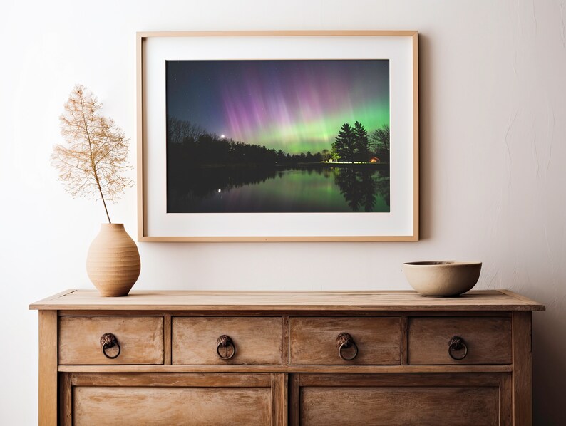 Aurora Borealis Northern Lights in Iowa Wall Art Print, Northern Lights ...