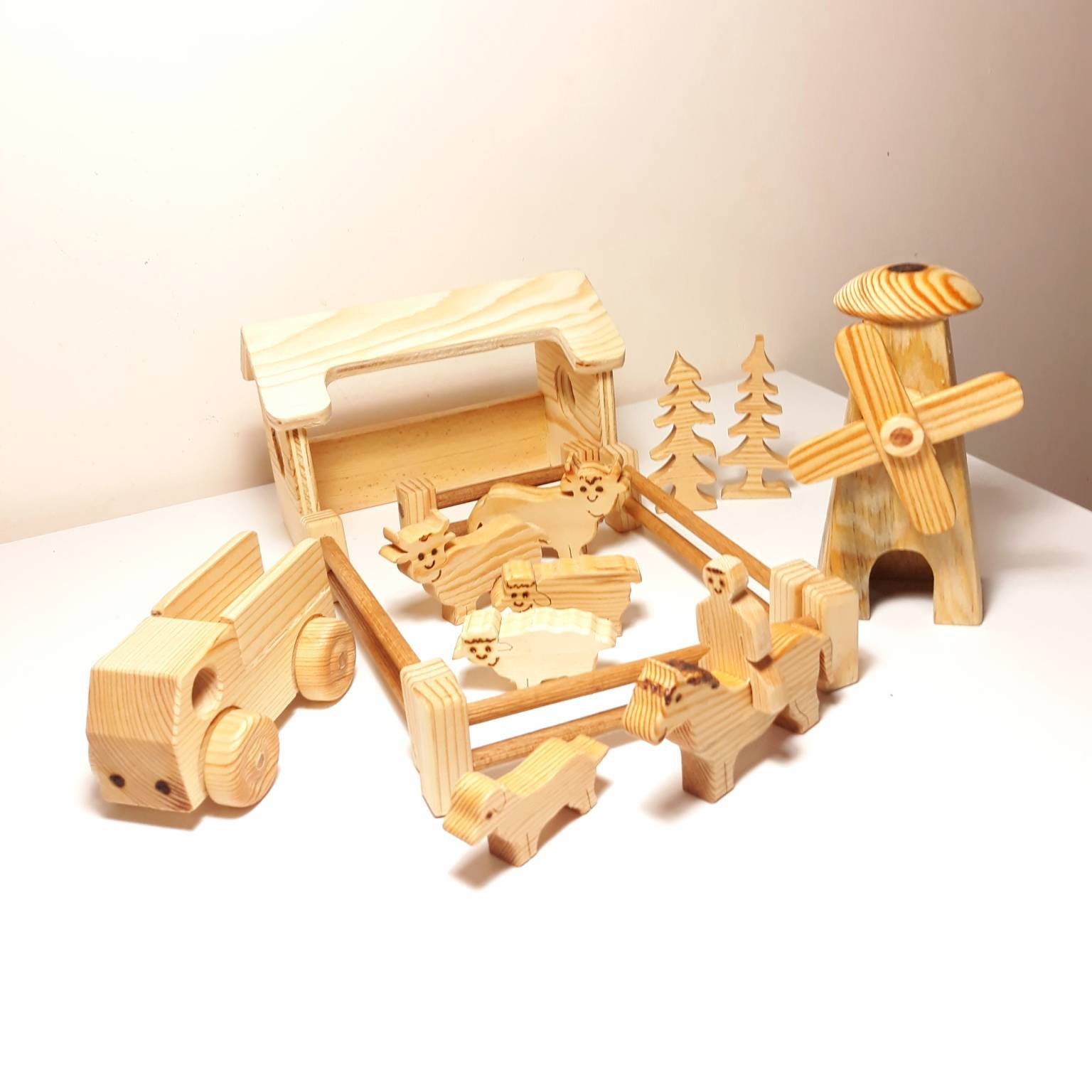 Wooden Farm Toy Set Farm Animals Wooden Farm Set - Etsy
