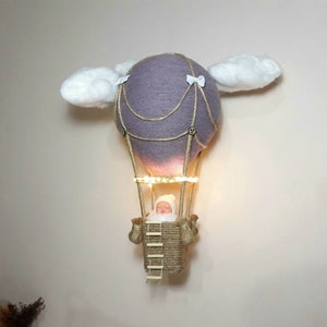 Hot Air Balloon Nursery Light Nursery Decor Purple Nursery Light ...