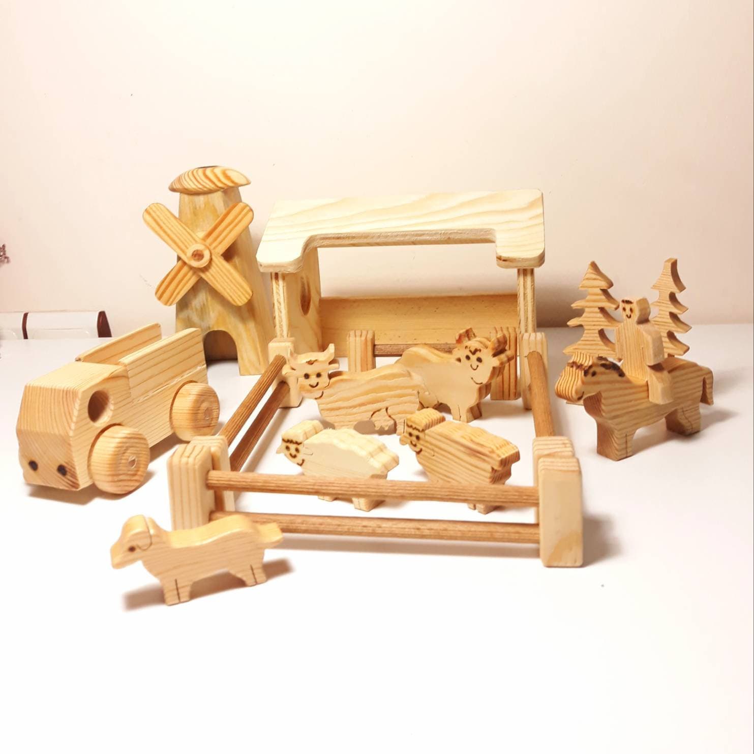 Wooden Farm Toy Set Farm Animals Wooden Farm Set - Etsy