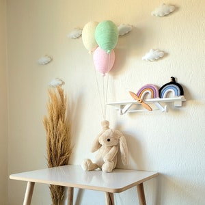 Flying Bunny and Balloons Hanging Nursery Decor Kids Wall Hanging Decor ...