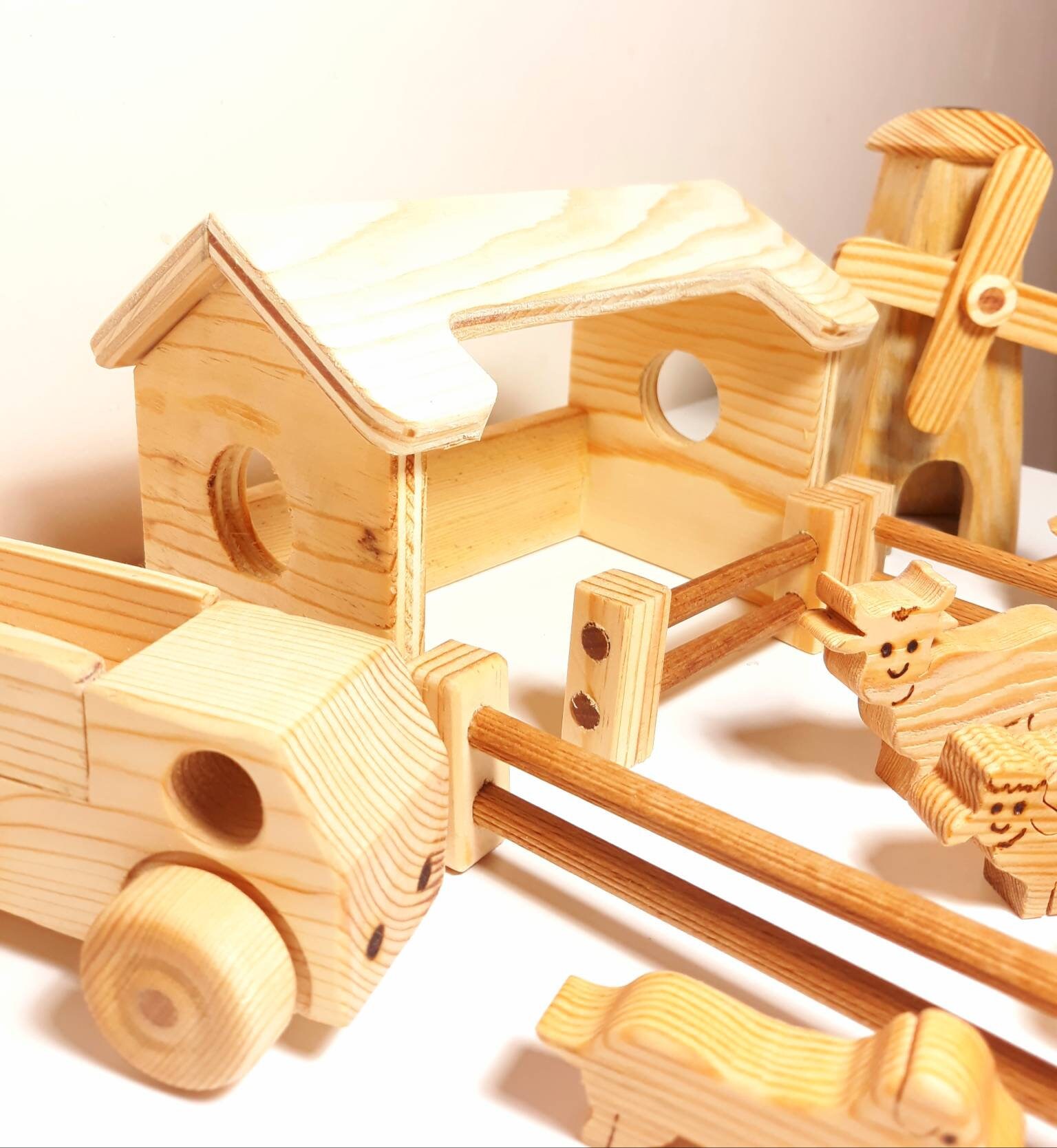 Wooden Farm Toy Set Farm Animals Wooden Farm Set | Etsy