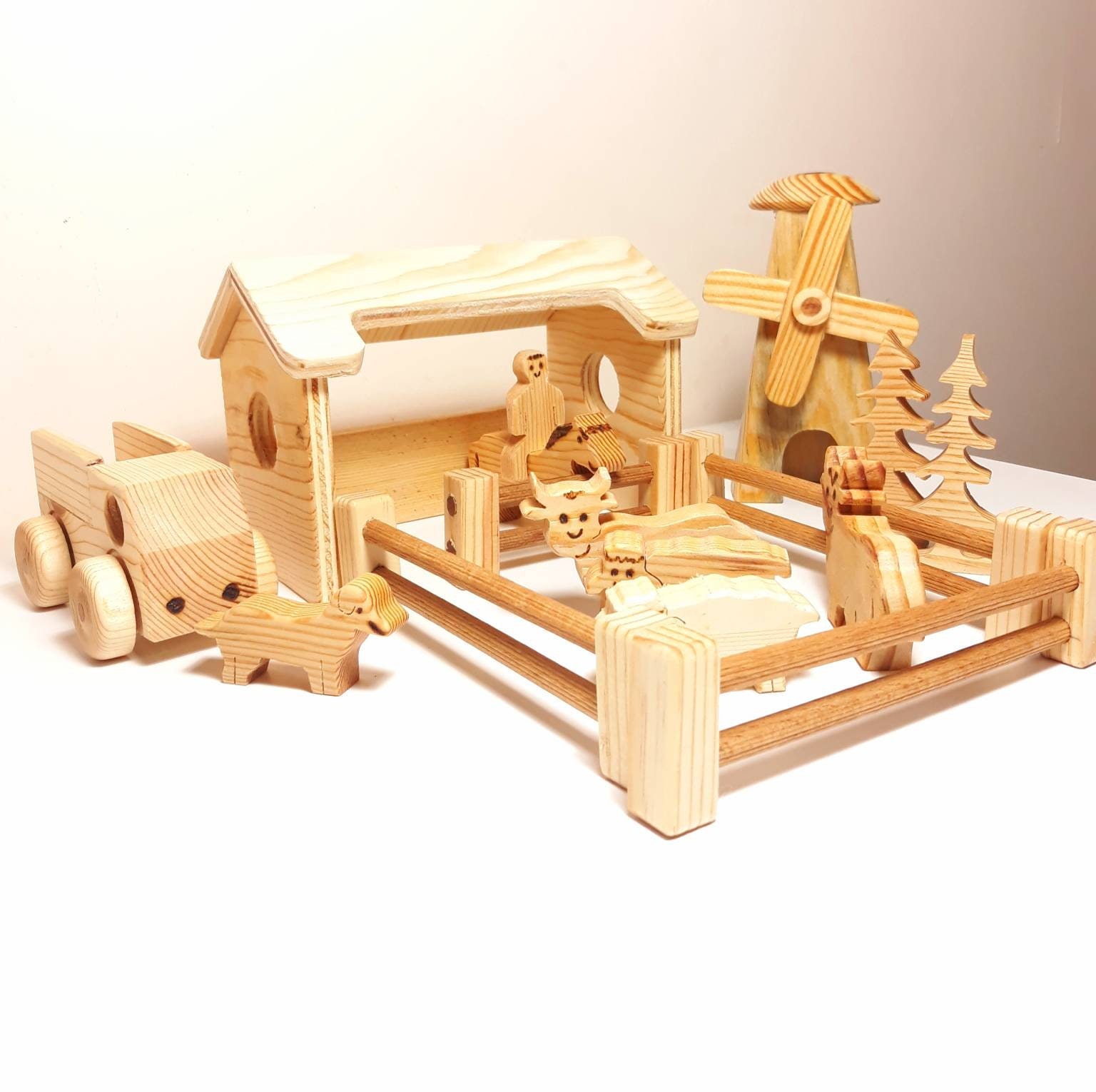 Wooden Farm Toy Set Farm Animals Wooden Farm Set | Etsy Australia