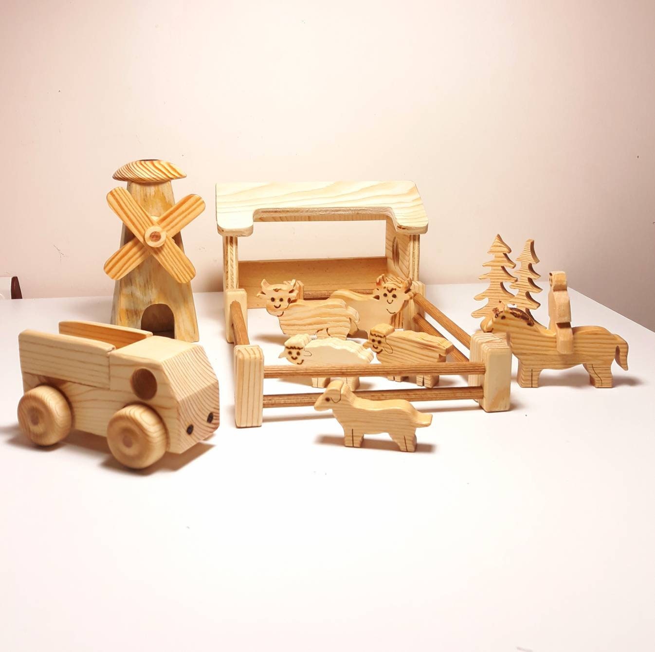 Wooden Farm Toy Set Farm Animals Wooden Farm Set - Etsy