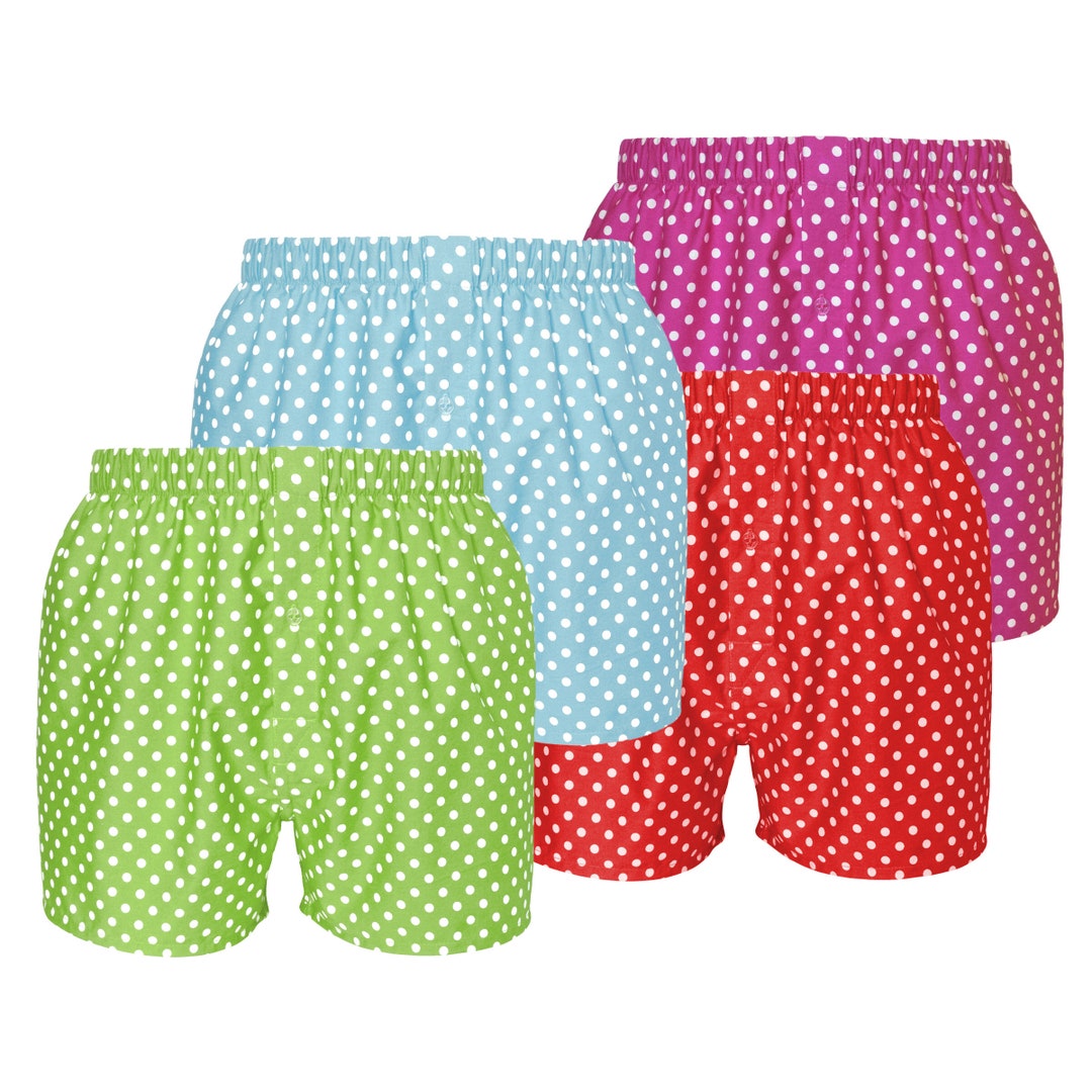 Spotty Boxers - Green, Blue, Red and Cerise Spots - Polka Dot Boxer ...
