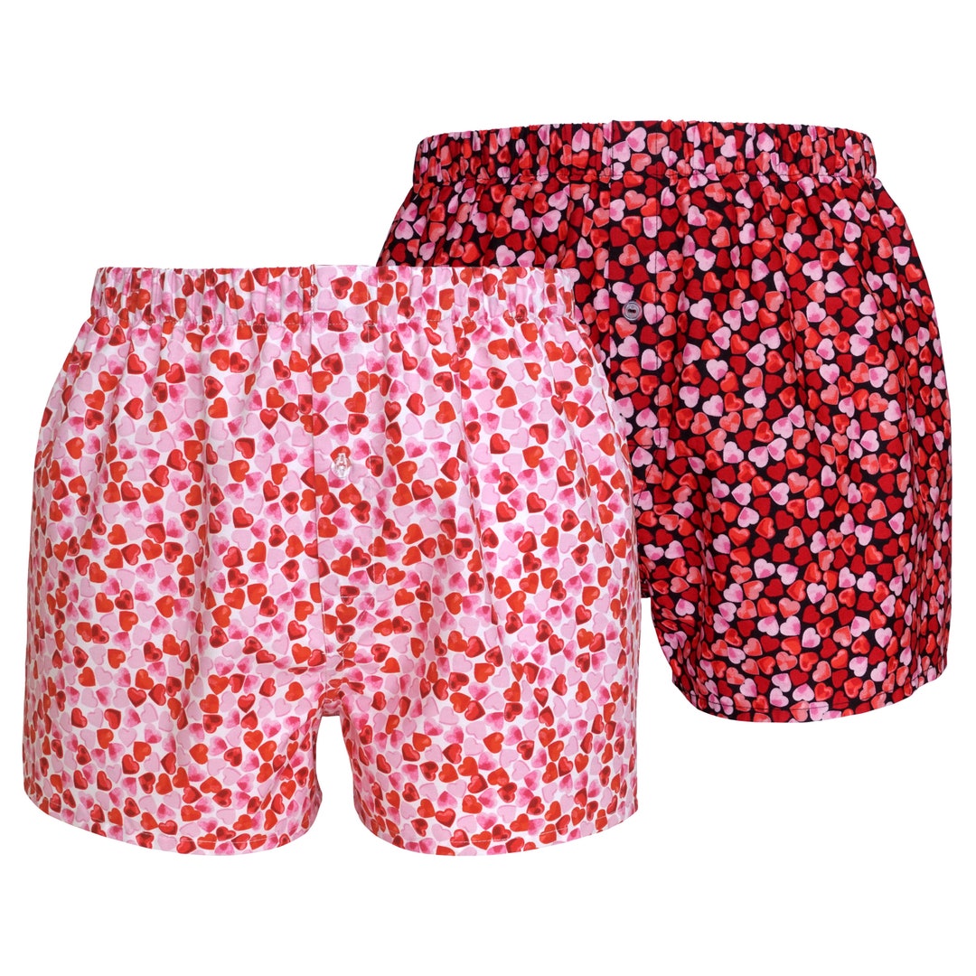 Pink Heart Boxers - Valentines Lover Boxer Shorts - Red and Pink - Etsy