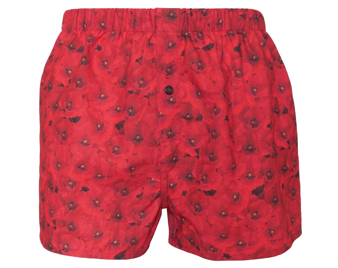 Poppy Cluster Boxers Floral Boxer Shorts Armistice Remembrance - Etsy
