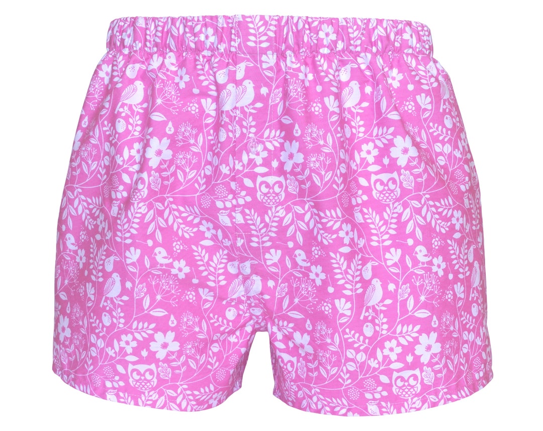 The Owl and Partridge Boxers - Wildlife Pink Boxer Shorts - Etsy