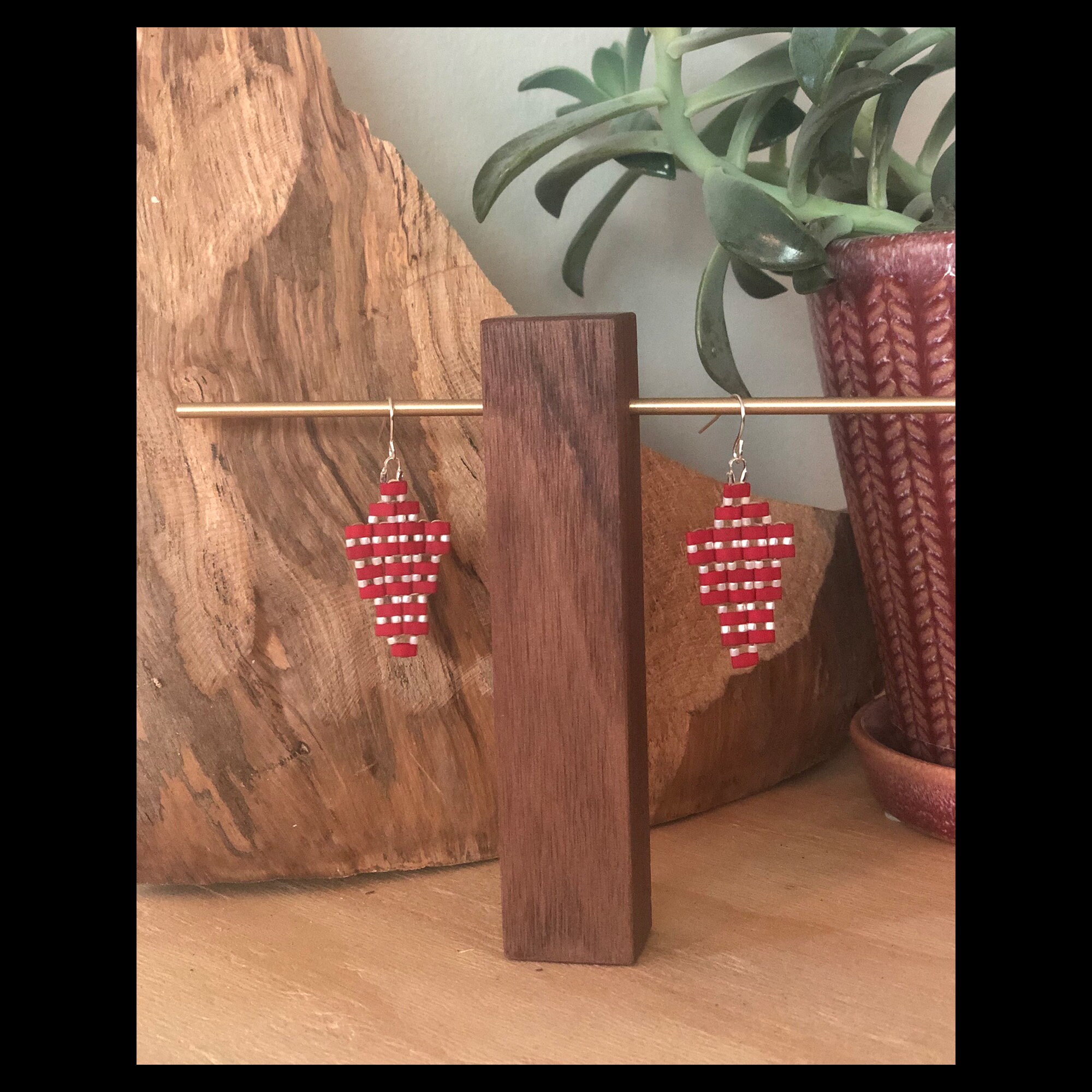 Pendientes de colmena roja. Joyería de cuentas tejidas a mano. - Etsy ...