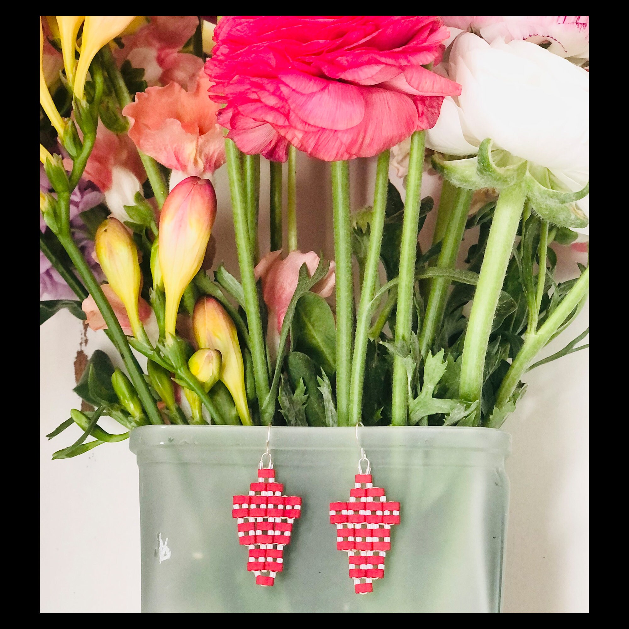 Pendientes de colmena roja. Joyería de cuentas tejidas a mano. - Etsy ...