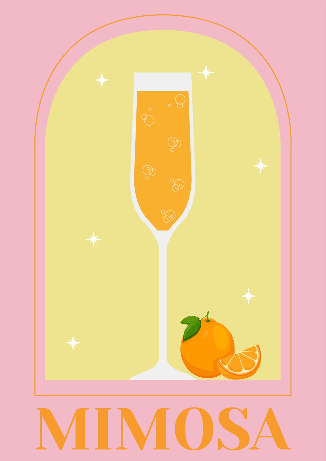 Mimosa Retro Poster, Trendy Retro Print, Mimosa Print, Mimosa ...