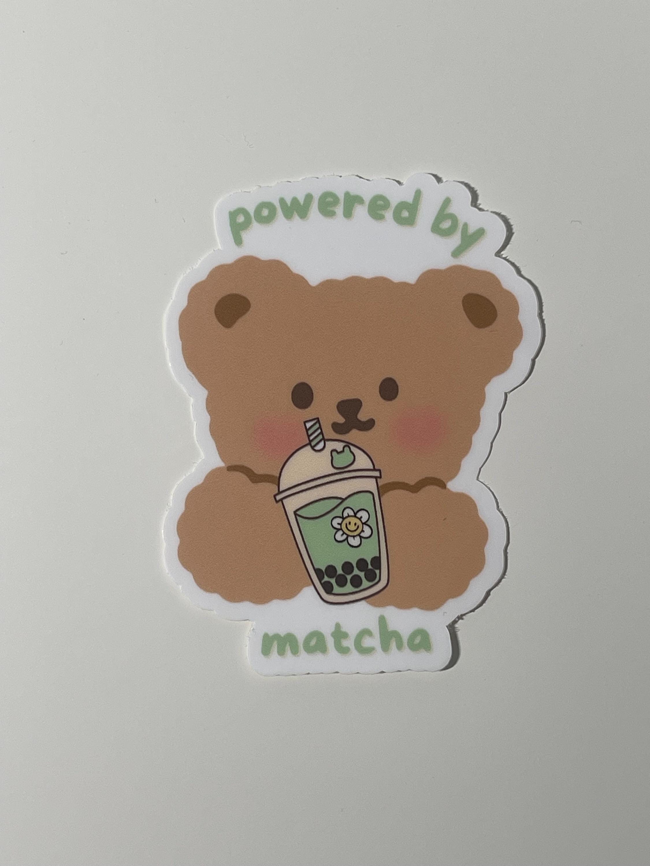Teddy Bear Sticker, Matcha Sticker, Kawaii Boba Tea Sticker, Adorable ...