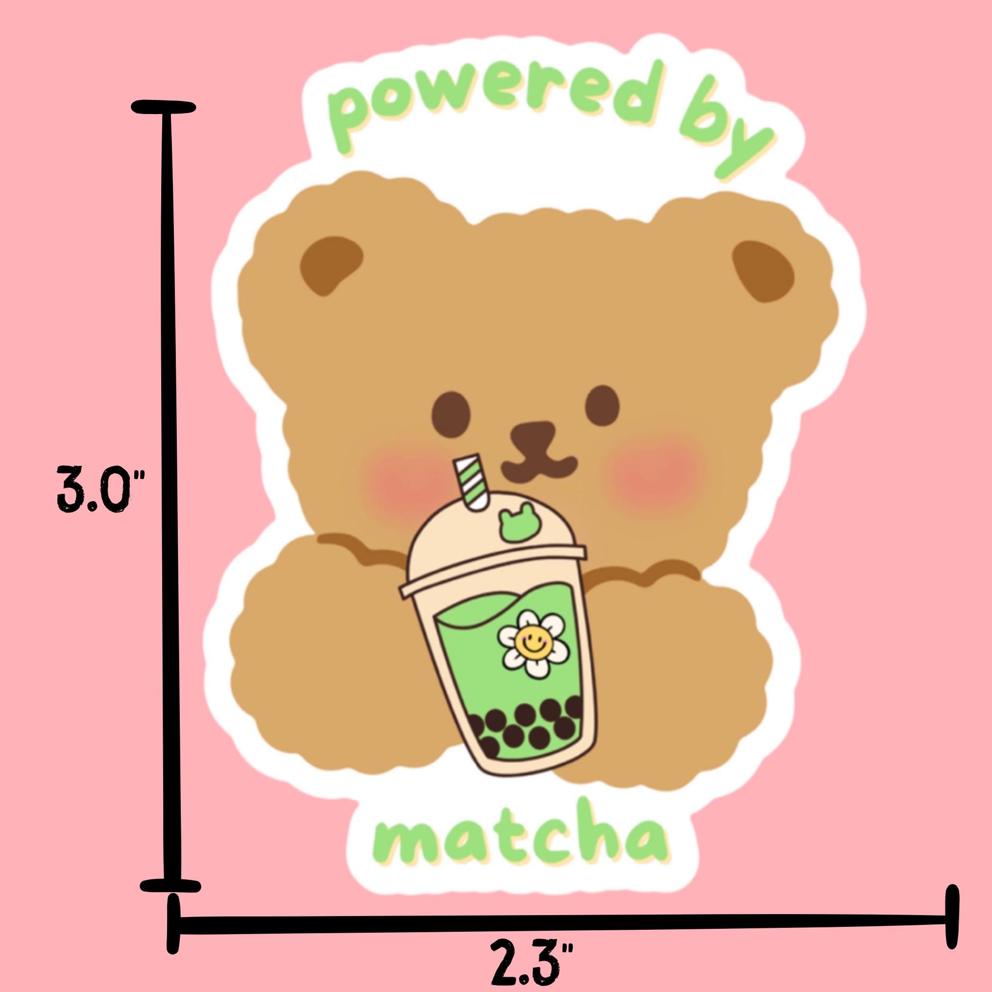 Teddy Bear Sticker, Matcha Sticker, Kawaii Boba Tea Sticker, Adorable ...