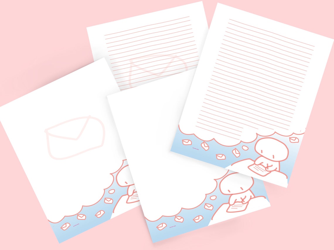 Cute Letter Paper Printable PDF, Printable Letter Stationery, Kawaii ...