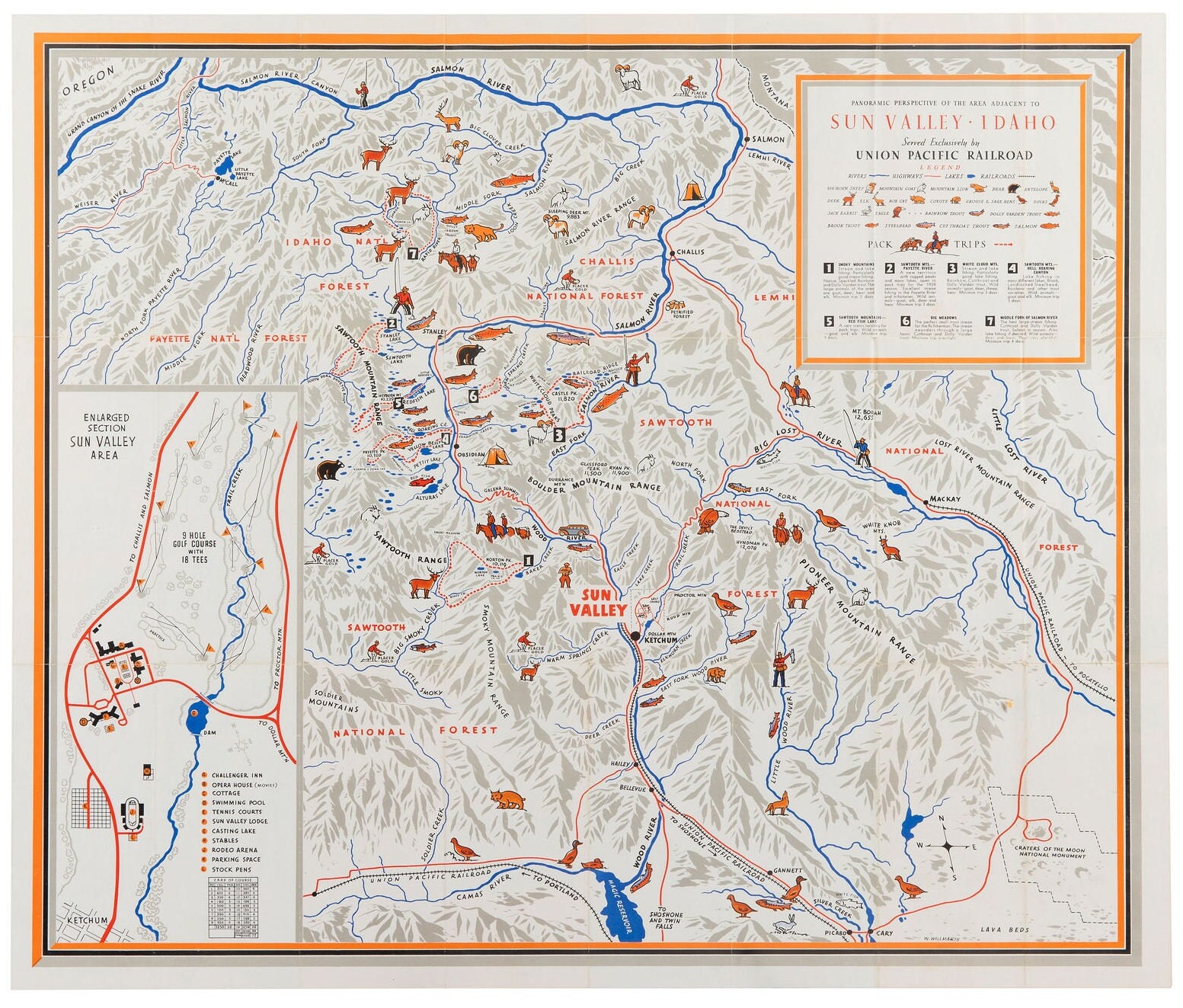 Original 1936 Pictorial Map of Sun Valley, Idaho - Etsy