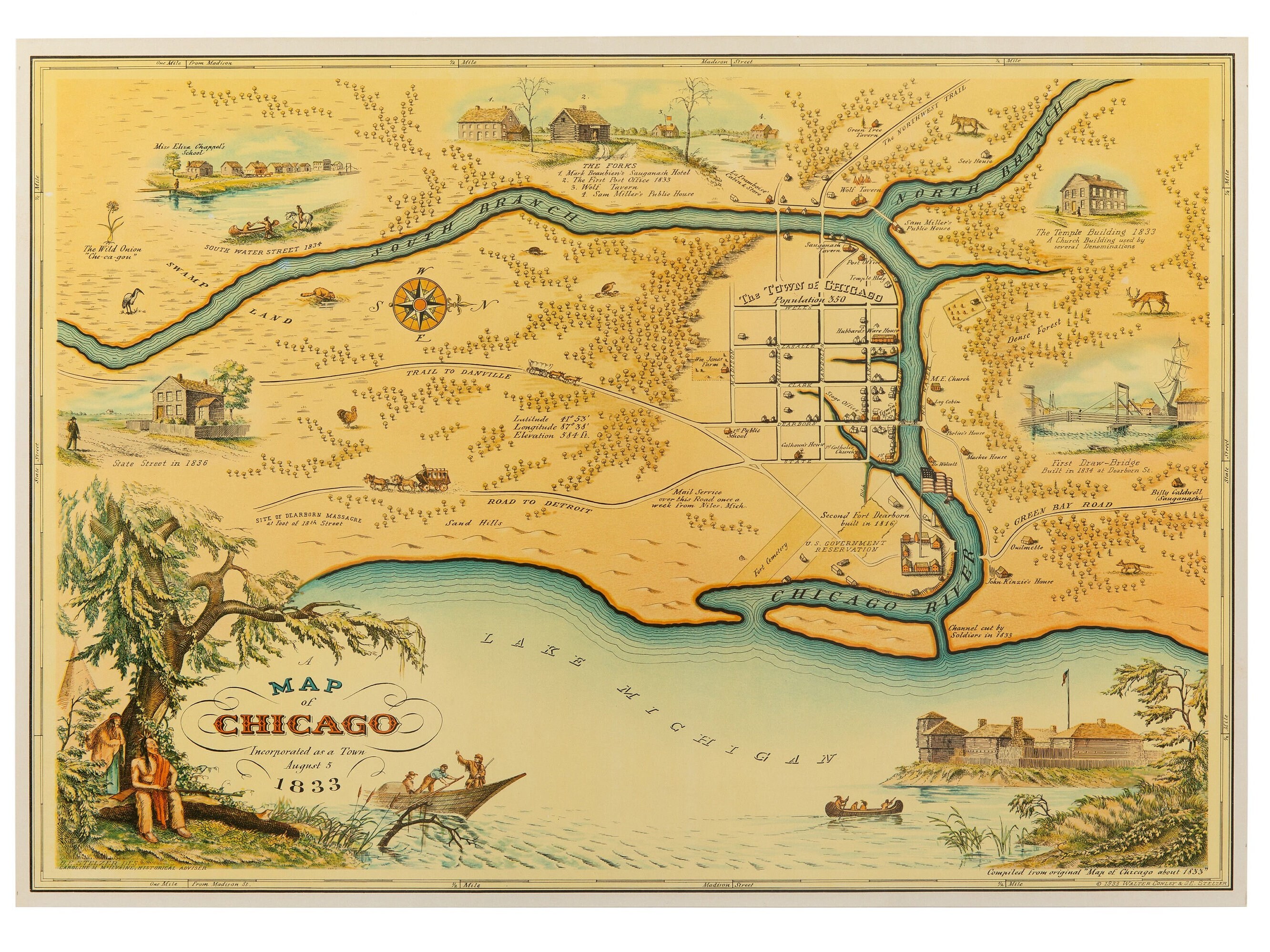 Original 1933 Pictorial Map of Chicago - Etsy