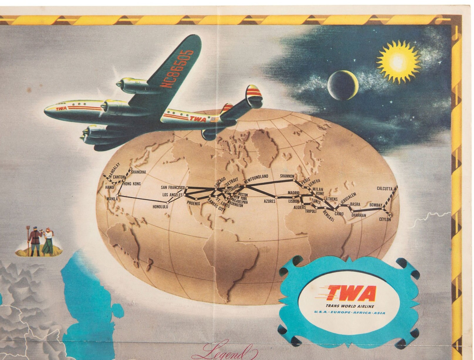 Original 1948 Pictorial Map of the Routes of TWA - Etsy