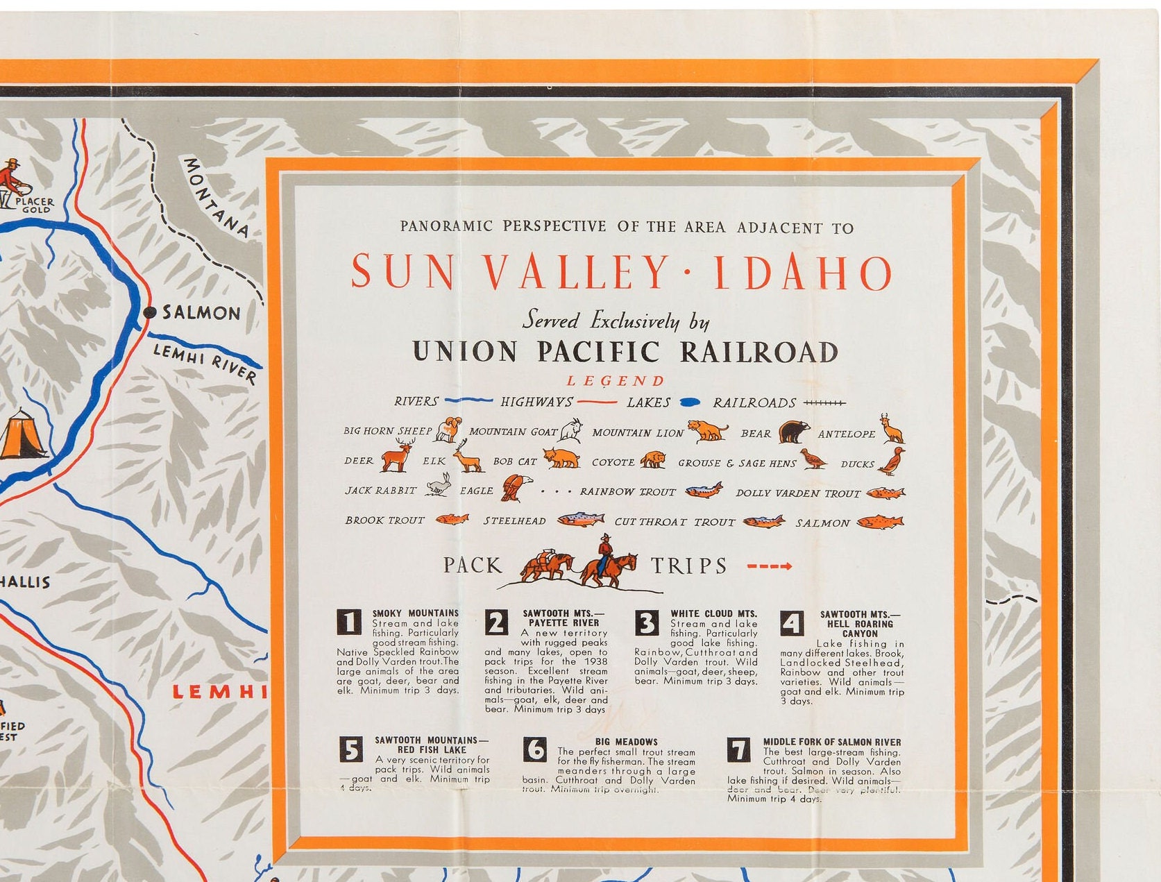 Original 1936 Pictorial Map of Sun Valley, Idaho - Etsy