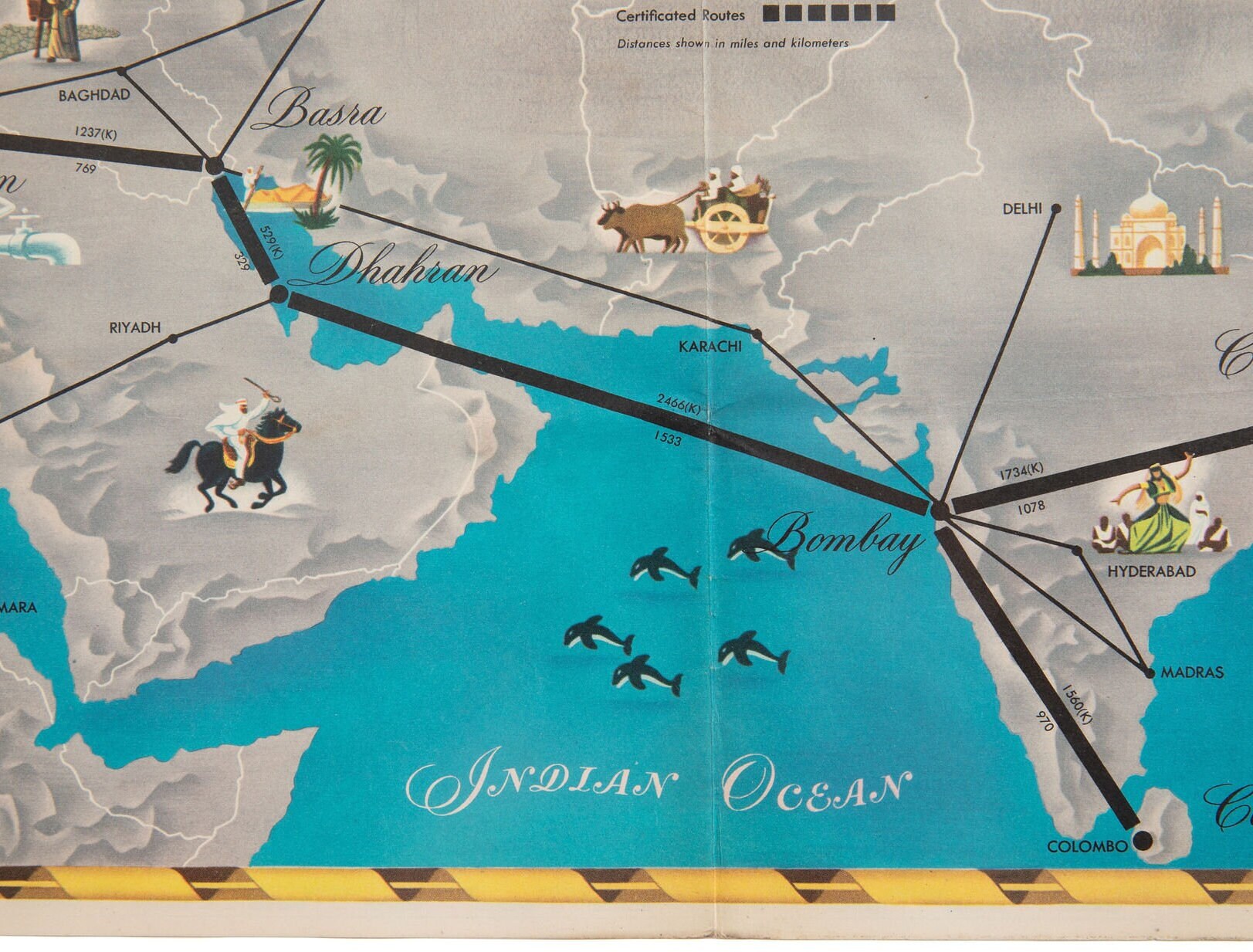 Original 1948 Pictorial Map of the Routes of TWA - Etsy