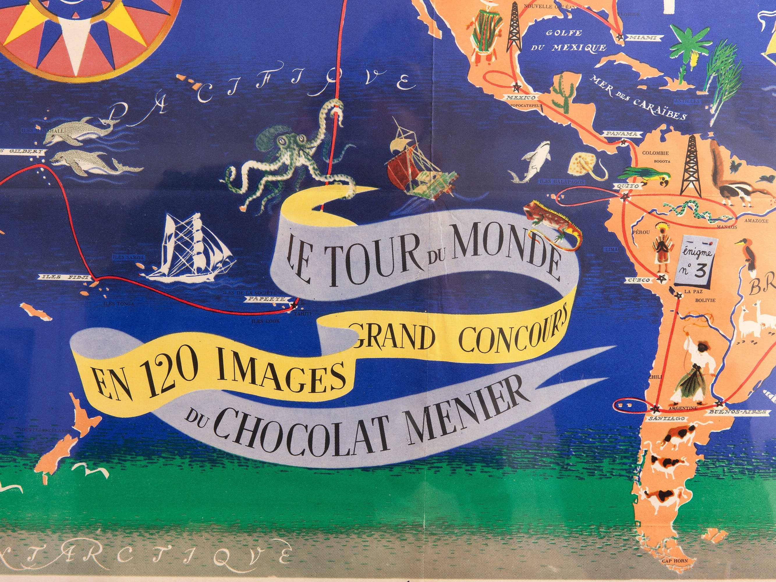 Original 1956 Pictorial World Map for Chocolat Menier by J.B. Jannot - Etsy