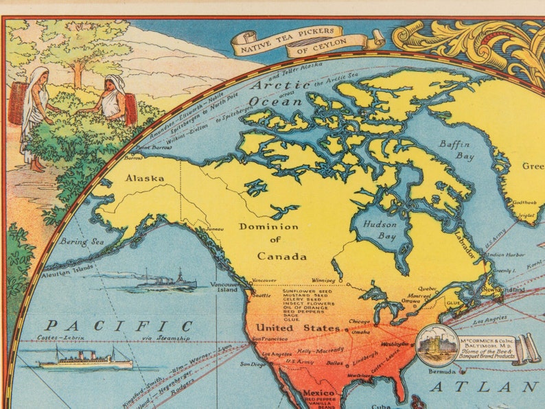 Original 1930 Pictorial Map Mccormick's Spice Map of the World - Etsy
