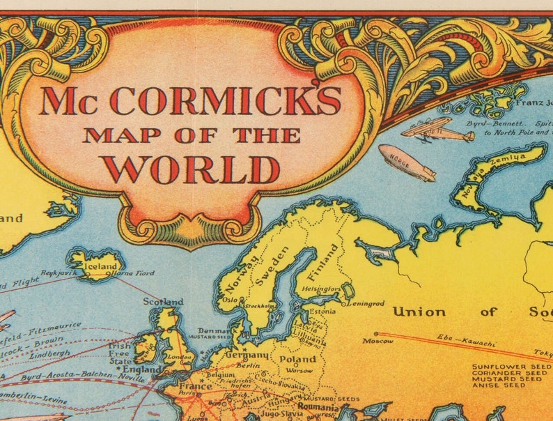 Original 1930 Pictorial Map - Mccormick's Spice Map of the World - Etsy