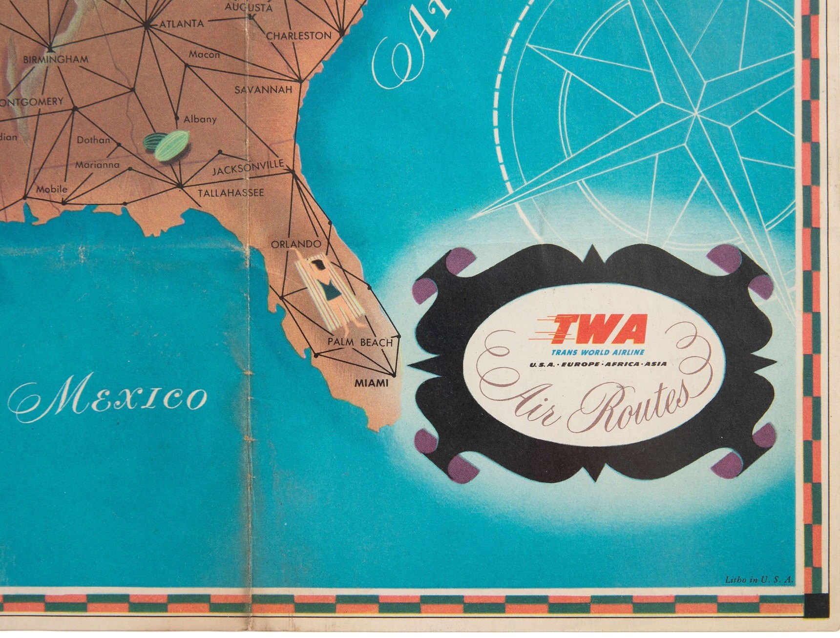 Original 1948 Pictorial Map of the Routes of TWA - Etsy