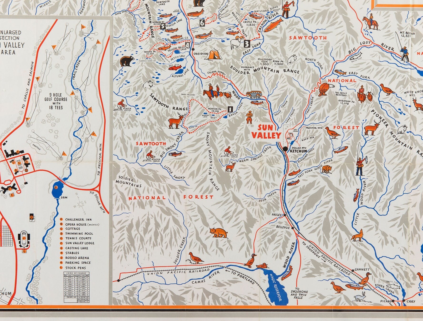 Original 1936 Pictorial Map of Sun Valley, Idaho - Etsy