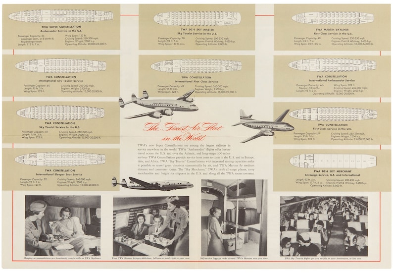 Original 1950's TWA Lockheed L-1649 Skyliner World Routes Map - Etsy