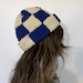 Hand Knitted Checkered Hat - Etsy