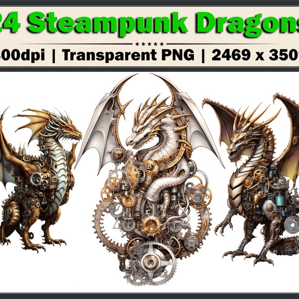 Steampunk Dragon Clipart - Etsy