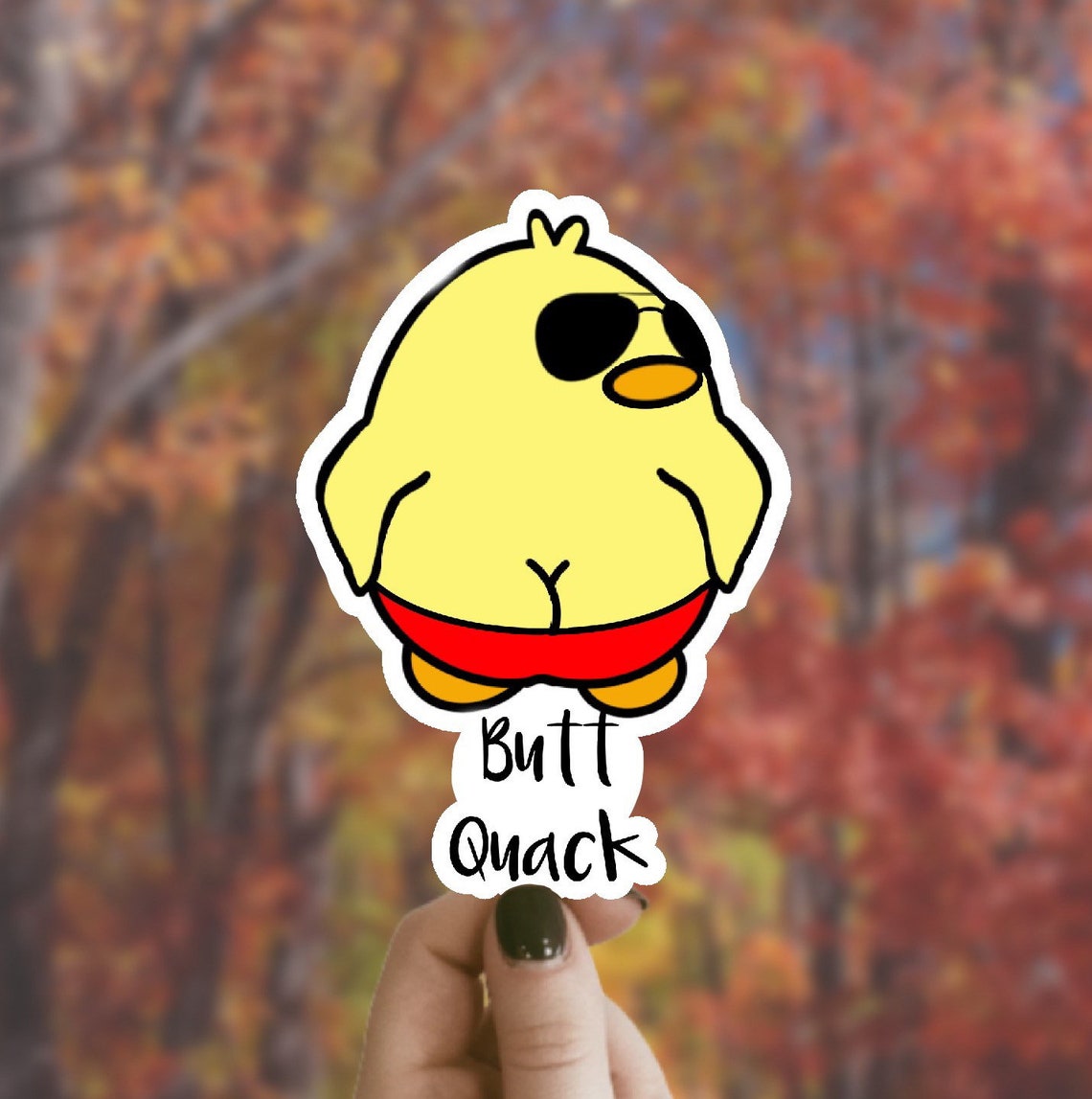 Funny Duck Butt Quack Weatherproof Sticker Hydro Flask - Etsy