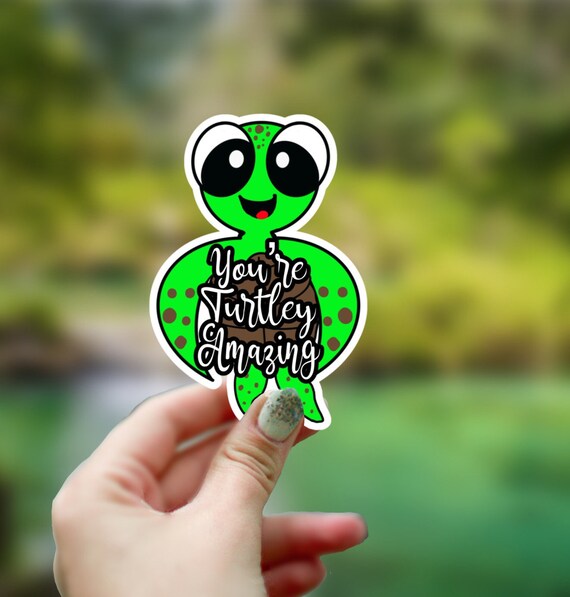 Cute Sea Turtle Sticker Punny Sticker waterproof Sticker | Etsy